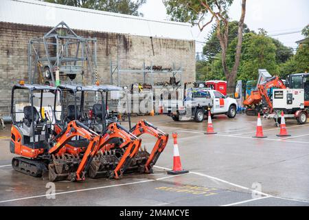 Kennards plant and equipment hire yard in Mona Vale Sydney with Kubota ...
