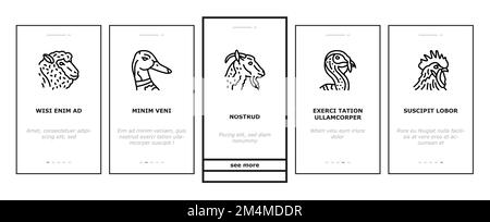 animal zoo nature wildlife onboarding icons set vector Stock Vector ...