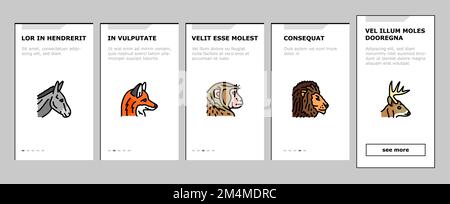 animal zoo nature wildlife onboarding icons set vector Stock Vector ...