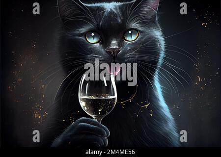 Funny smiling cat celebrating at festival event, party time concept ...