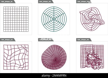 Collection of Y2K elements. Rave psychedelic retro futuristic set. For modern T-shirts designed ...