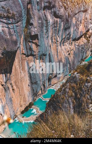 Natural pools of Millpu in Huancaraylla. Turquoise lagoons near ...