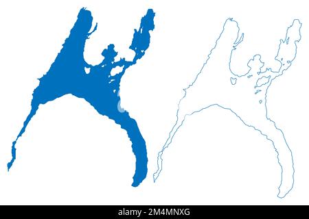 Lake Tyrifjorden (Kingdom of Norway) map vector illustration, scribble ...