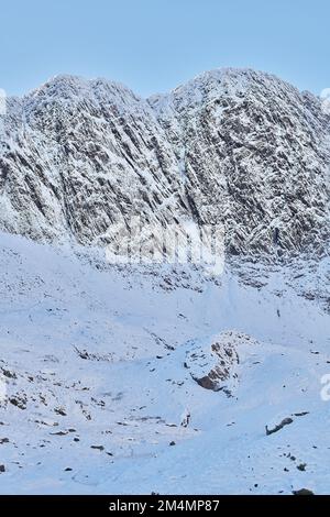 Y Lliwedd cliffs and peaks next to the summit of Mount Snowdon ...
