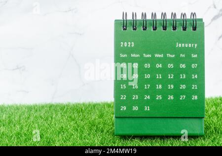 Green January 2023 Monthly desk calendar for 2023 year on grass Stock ...
