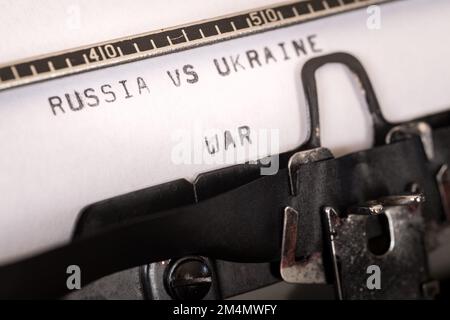 Russia vs Ukraine written on a vintage typewriter Stock Photo - Alamy