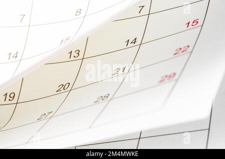calendar page flipping sheet close up background Stock Photo - Alamy