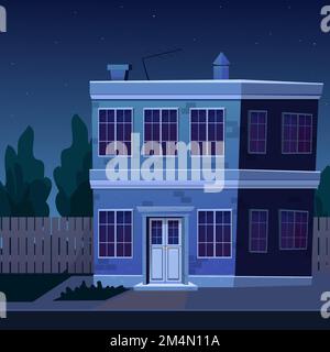 Night building, apartment, blackout time. Property in dark time in ...