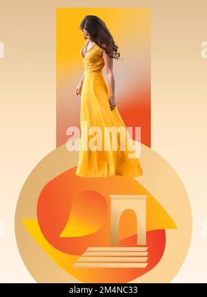 Surreal Pop Art of Gradient Orange Colored Seascape before Sunrise ...