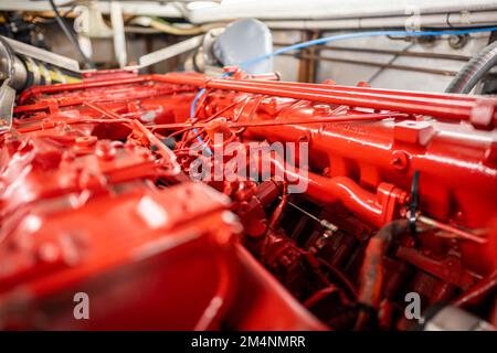 engine room of a boat. clean and neat in australia Stock Photo - Alamy