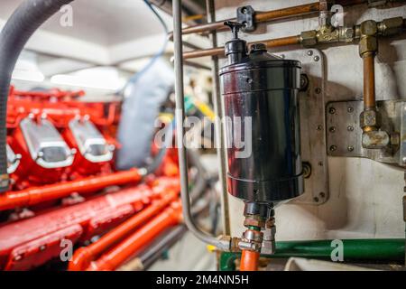 engine room of a boat. clean and neat in australia Stock Photo - Alamy