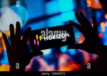 In this photo illustration, the Horizon Therapeutics logo is displayed ...