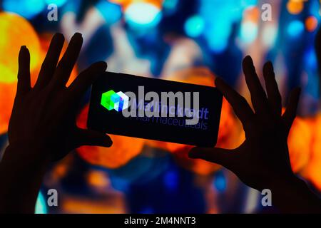 In this photo illustration, the Mallinckrodt Pharmaceuticals logo is ...