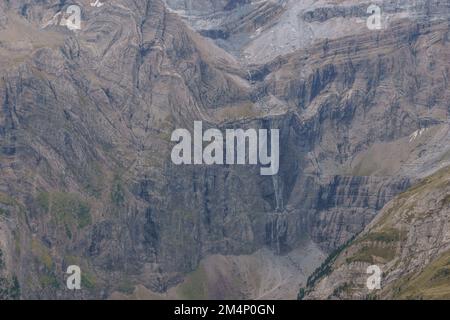 Distant detail view at famous Gavarnie waterfalls in french Pyrenees in ...