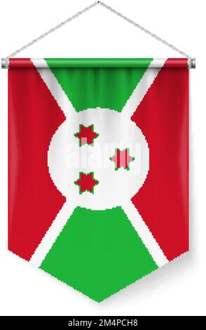 Burundi flag or pennant isolated on white background. Pennant flag icon ...