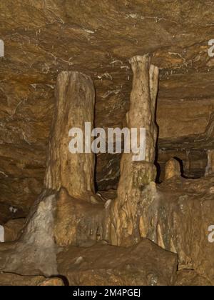 Stalagnate, sinter column, fog cave, dripstone cave, Swabian Alb, Baden ...