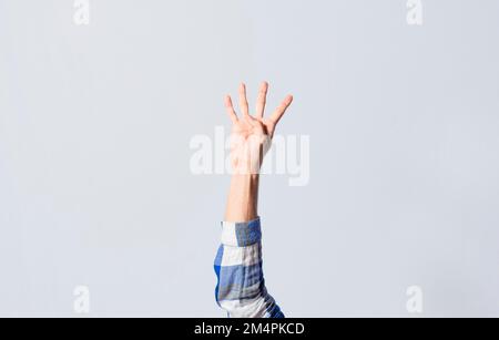 Number FOUR in sign language. Deaf and dumb counting the number FOUR in ...