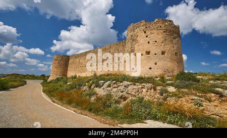 Aptera Fortress, Koule Fortress, Turkish, partly restored, blue sky ...