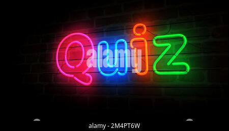 Quiz neon symbol. Retro style question and competition game light color ...