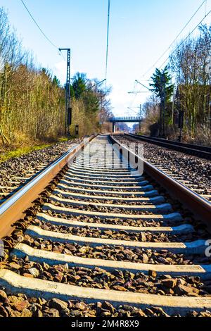 Train tracks through nature to infinity in Loxstedt Cuxhaven Lower ...