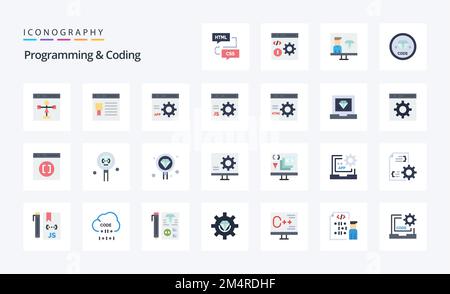 Programming And Coding 25 Flat icon pack including coding. app. process. development. coding ...