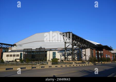 A general overall aerial view of Globe Life Field retractable roof ...