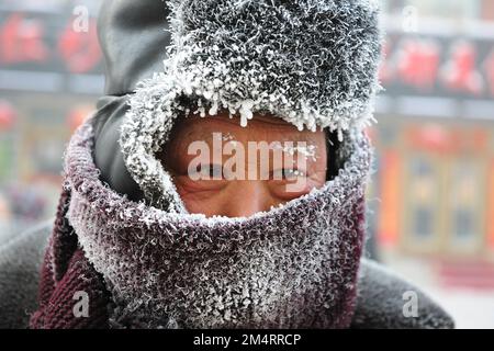 (FILE) Hats are frozen at minus 35 degrees Celsius in Yichun ...