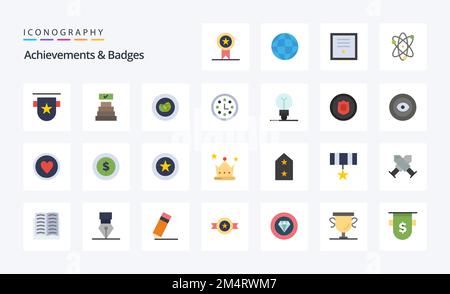 Achievements and Badges 25 Flat icon pack including favorite. star ...