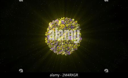 Energy spiral formed into ball in space. Motion. Glowing ball from ...