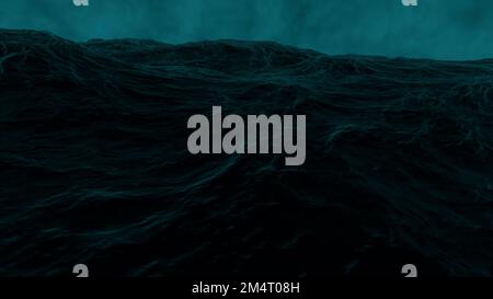 Abstract storm and dark terrifying giant wave revealing a shark ...