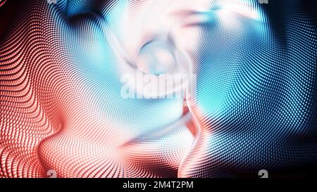 Liquid structure moves in waves from points. Design. Abstract 3d ...