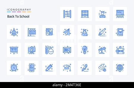 Back To School 25 Blue icon pack including e book. school. read. online ...