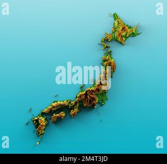 Relief map of Japan with shaded relief Stock Photo - Alamy
