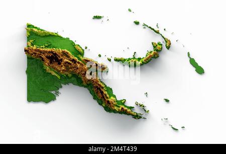 Topographic Papua New Guinea Map Hypsometric Elevation tint Spectral ...