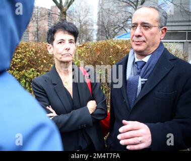 His mother Barbara Fried and his attorney Mark Cohen seen outside court ...