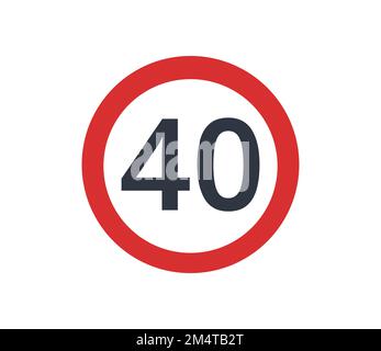 Speed limit 40 traffic signs vector. Red circle background. Road traffic symbols Stock Vector ...