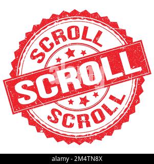 SCROLL text written on red-black trapeze stamp sign Stock Photo - Alamy