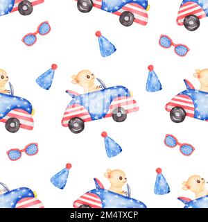 Chihuahua Dog and car seamless pattern, Watercolor hand drawn Cute ...
