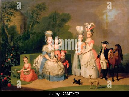 Portrait of Carolina Wilhelmina of Orange (1743-1787) with her children, painting by Anton ...