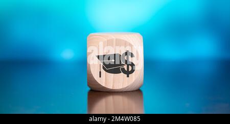 Wooden block with symbol of fafsa concept on blue background Stock ...