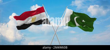 Pakistan and Egypt flags. 3D Waving flag design. Pakistan Egypt flag ...
