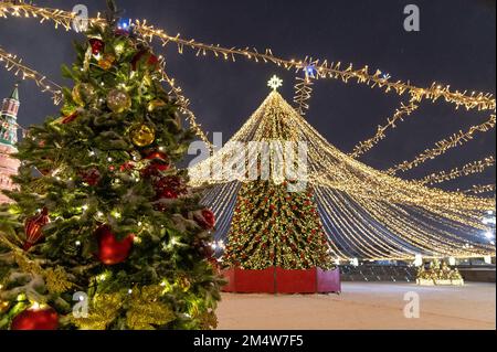 Moscow, Russia - December 7, 2022: Big Christmas tree. New Year ...