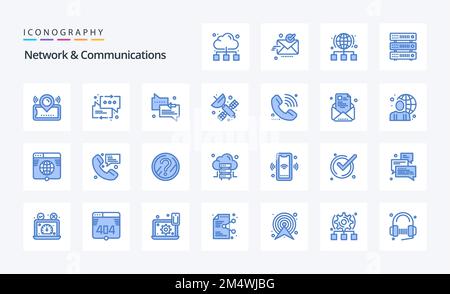 Network And Communications 25 Blue icon pack including website. code. form. coding. share Stock ...