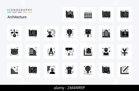 Architecture 25 Glyph icon pack including pause. light. blue. idea. print Stock Vector Image ...