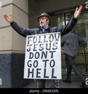 Religious preacher and regular Christian protester Kenny (Ken) with ...