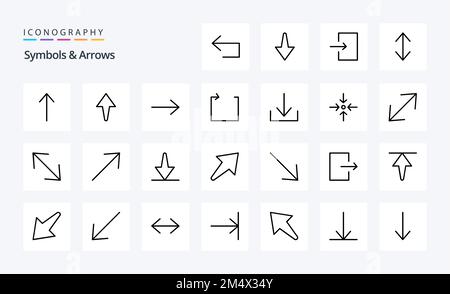 25 Symbols Arrows Line icon pack Stock Vector Image & Art - Alamy