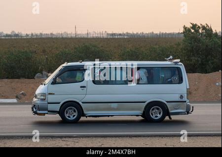 Egypt. 13th Nov, 2022. A bus is traveling on a road between Cairo and ...
