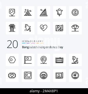 20 Bangladesh Independence Day line Filled icon for presentation Stock ...