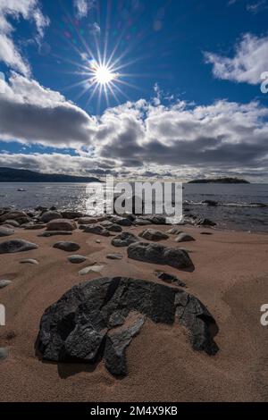 Wave-polished rocks, the Lake Superior shoreline, Lake Superior ...
