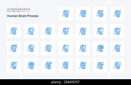 Human Brain Process Blue 5 Icon Pack Including failure. mind. human ...